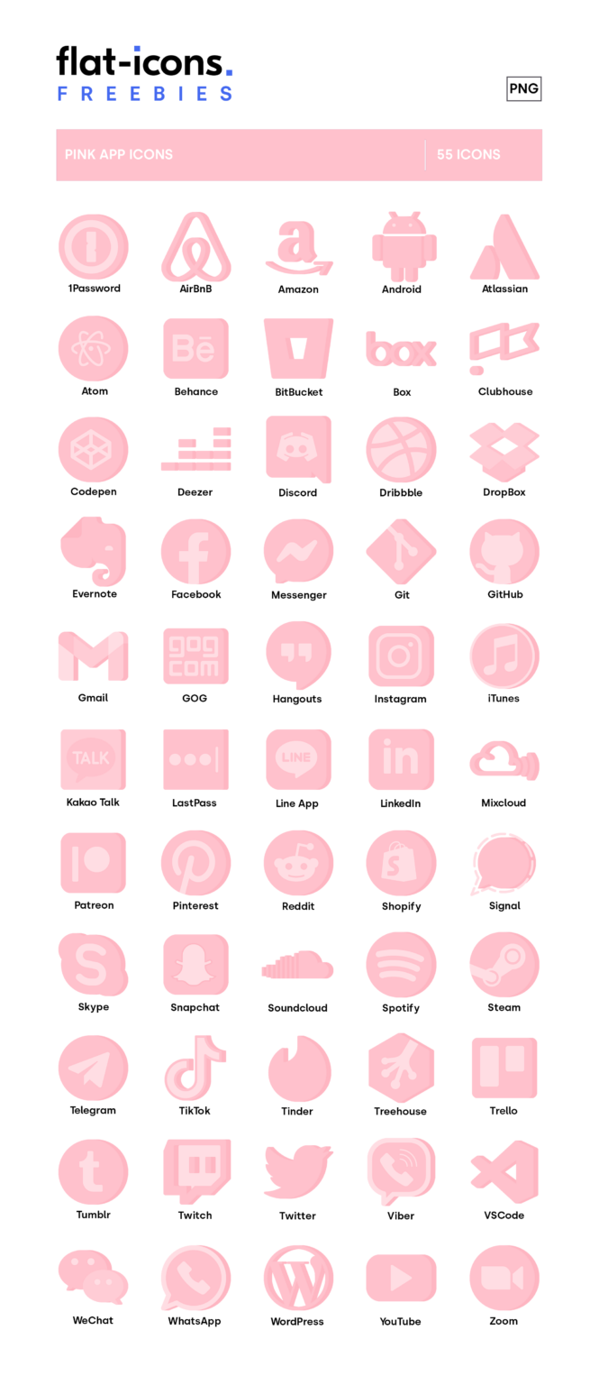 Pink App Icon Set - Free - Flat Icons