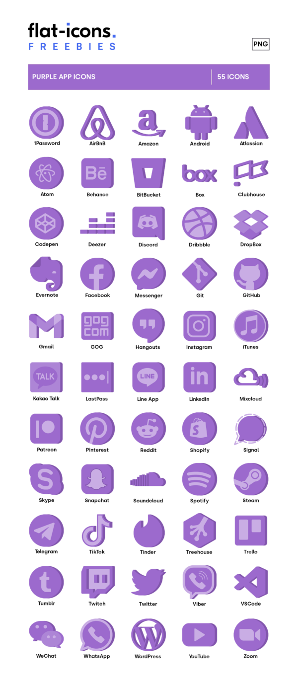 Purple App Icon Set - Free - Flat Icons