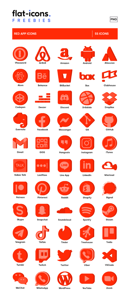 Red App Icon Set - Free - Flat Icons