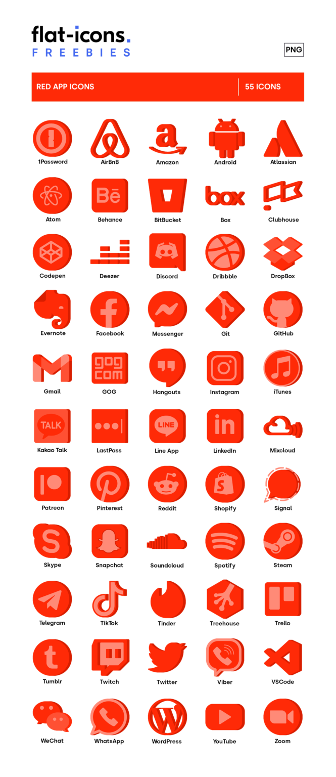 Red App Icon Set - Free - Flat Icons