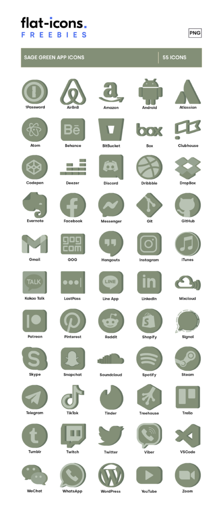 Sage Green App Icon Set - Free - Flat Icons