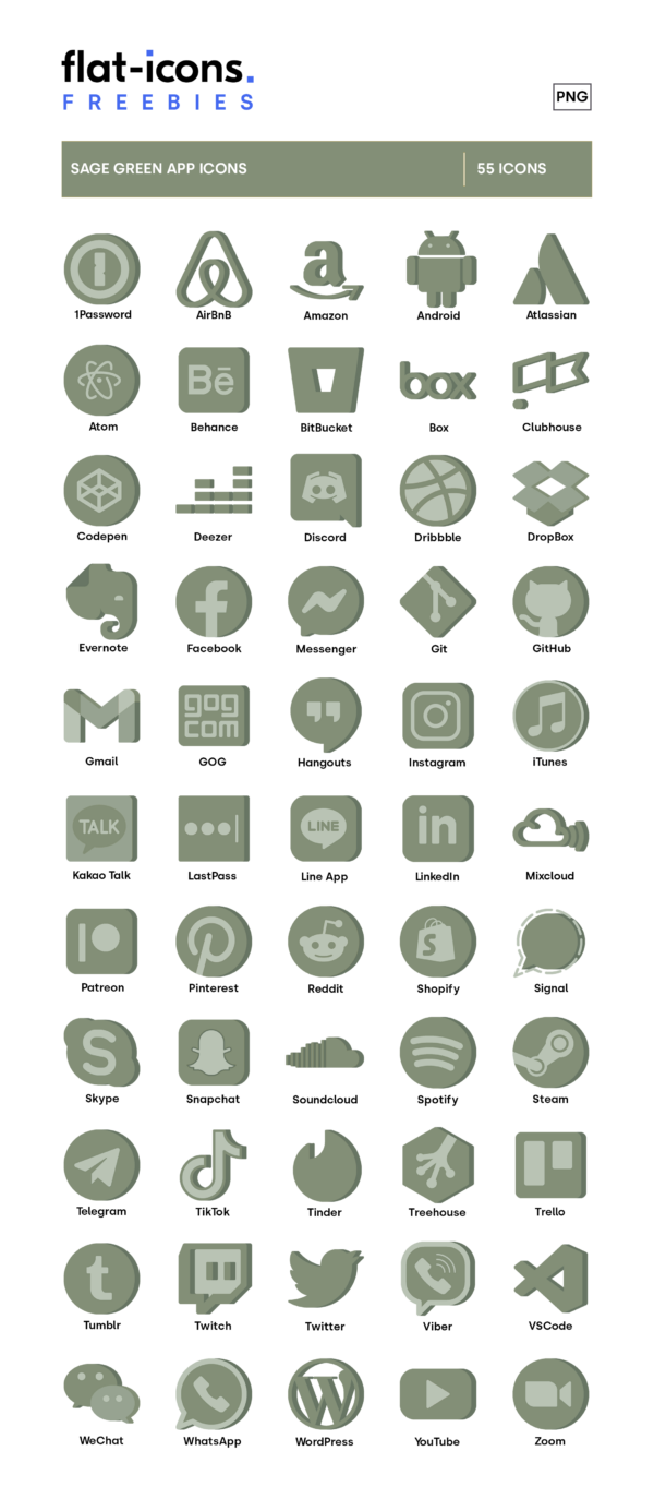 Sage Green App Icon Set - Free - Flat Icons
