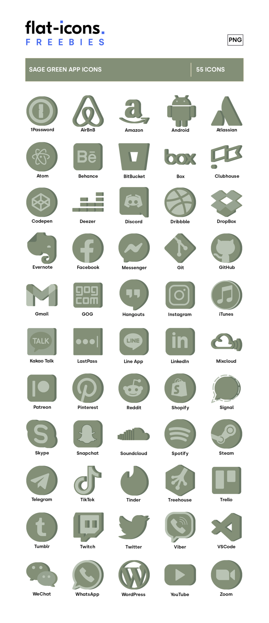 Sage Green App Icon Set - Free - Flat Icons