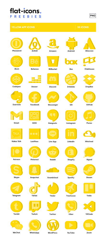 Yellow App Icon Set - Free - Flat Icons