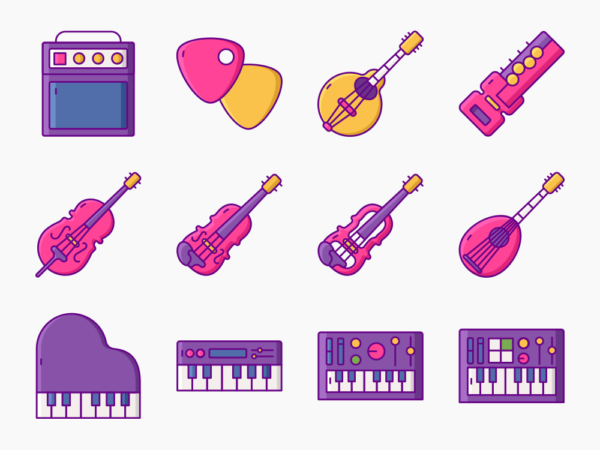 60 Music Tools Icon Set - Flat Icons