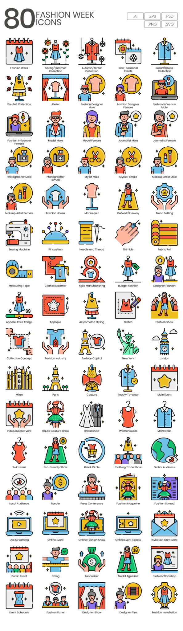 80 Designer Event Icon Set - Flat Icons