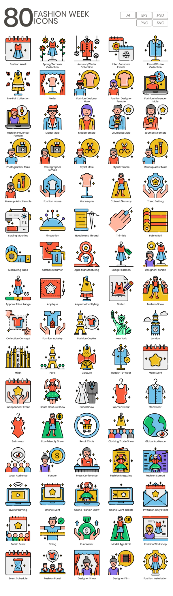 80 Designer Event Icon Set - Flat Icons