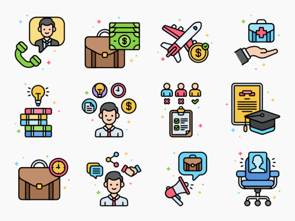 80 Job Search Icon Set - Flat Icons