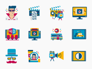 90 Film Production Icon Set - Flat Icons
