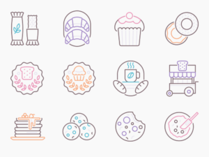 85 Pastry Shop Icon Set - Flat Icons