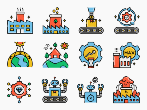 80 Manufacturing Plant Icon Set - Flat Icons