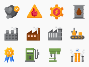 80 Production Plant Icon Set - Flat Icons