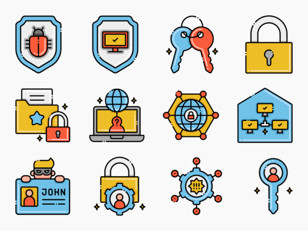 80 Web Privacy Icon Set - Flat Icons
