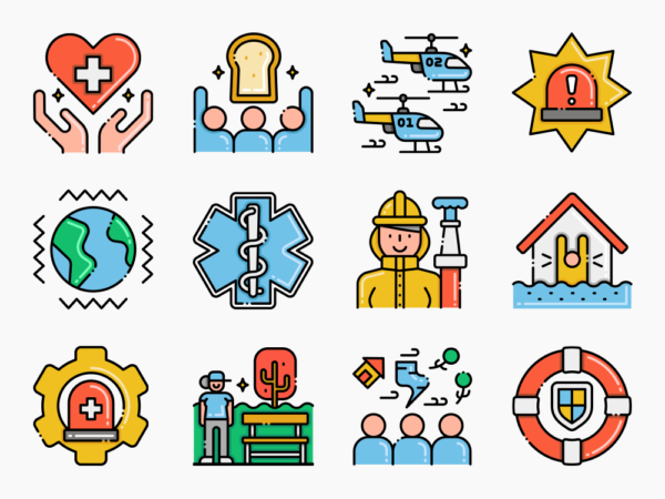 85 Emergency Services Icon Set - Flat Icons