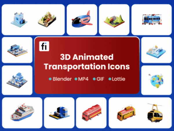 3D Animated Food Delivery Icon Set - Flat Icons