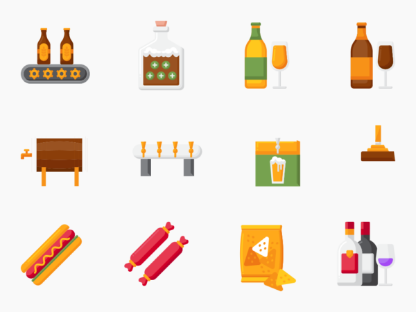 70 Artisanal Beer Icon Set - Flat Icons