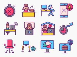 70 Remote Work Icon Set - Flat Icons