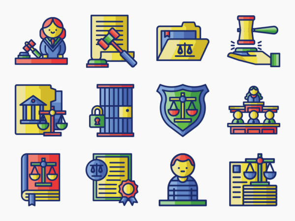 95 Law and Legislation Icon Set - Flat Icons