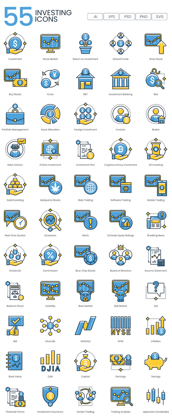 55 Venturing Icon Set - Flat Icons