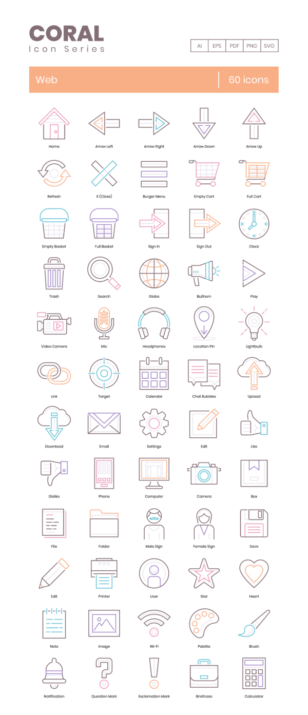 60 Interface Icon Set - Flat Icons