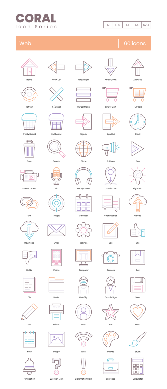 60 Interface Icon Set - Flat Icons