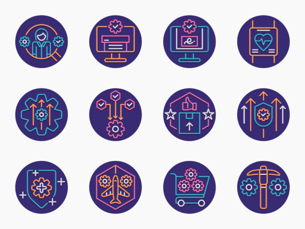 80 Automation Technology Icon Set Flat Icons