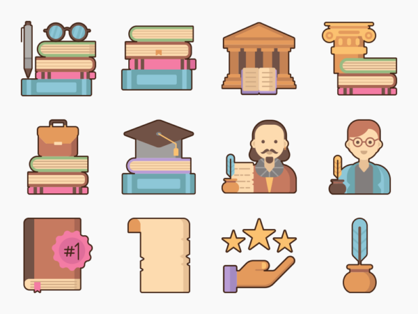 95 Literature Icon Set - Flat Icons