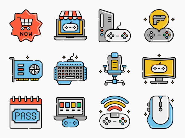 50 Gaming Marketplace Icon Set - Flat Icons