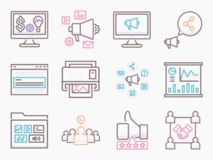 90 Advertising Technology Icon Set - Flat Icons