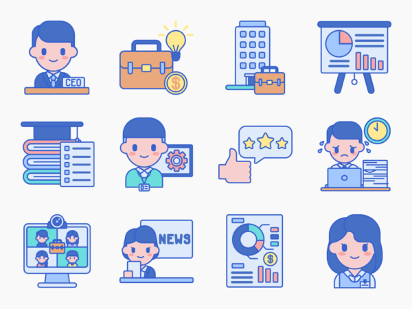 90 Corporate Education Icon Set - Flat Icons
