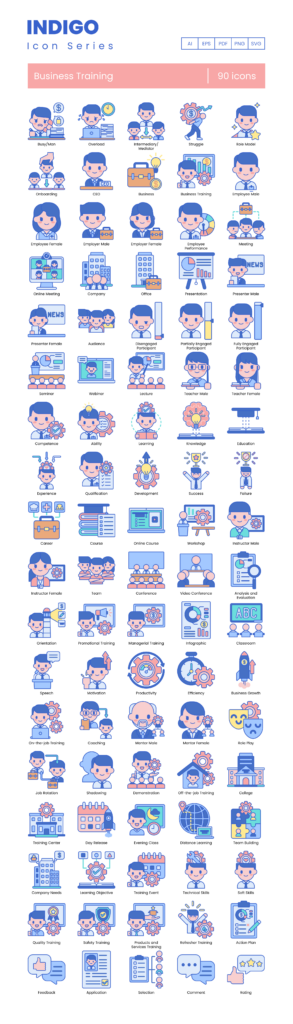 90 Corporate Education Icon Set - Flat Icons
