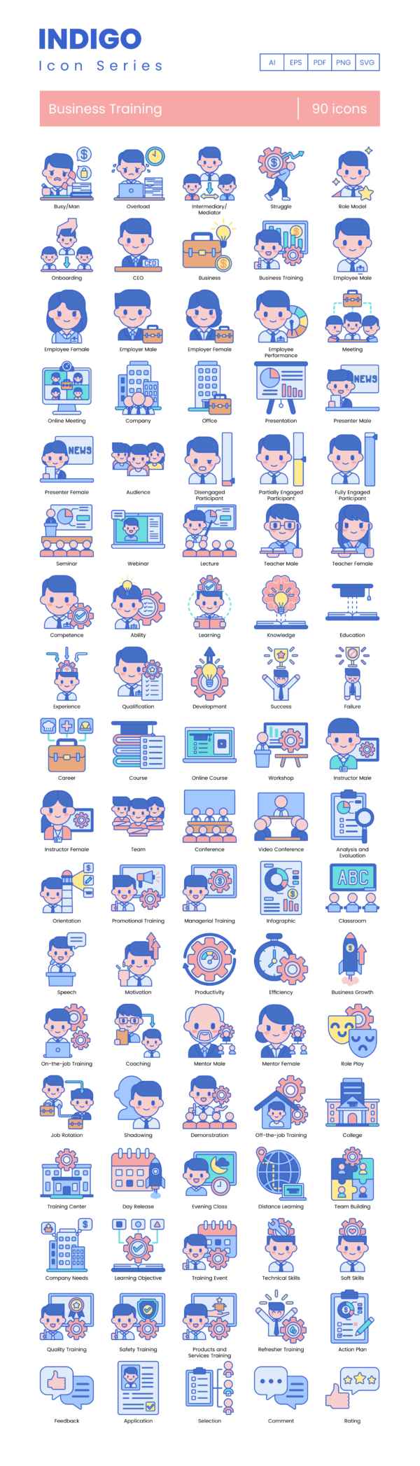 90 Corporate Education Icon Set - Flat Icons