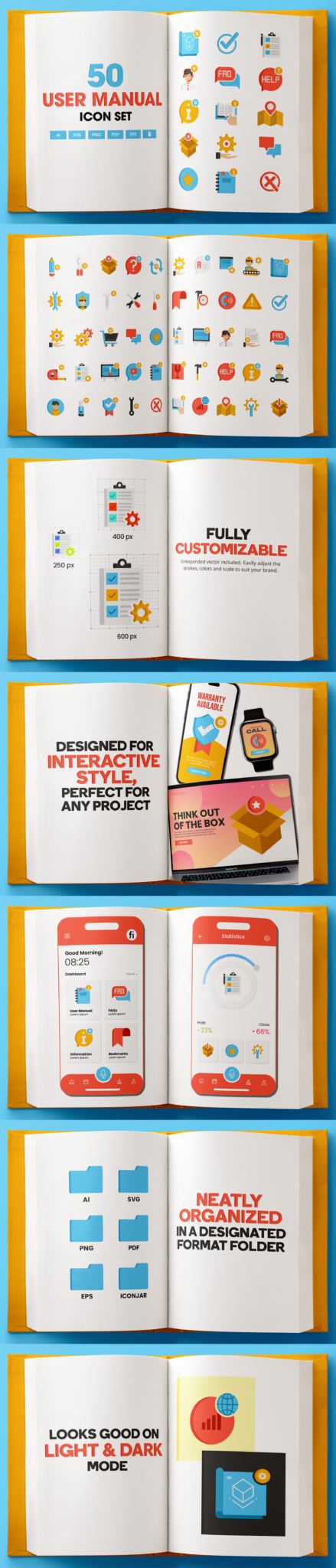 50 Guidebook Icon Set - Flat Icons