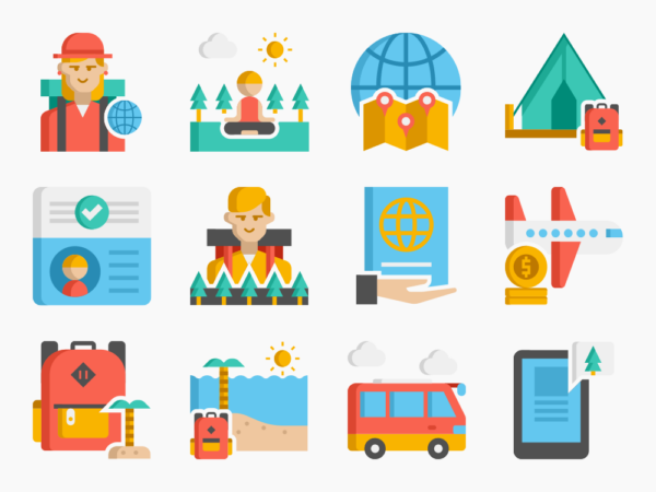 50 Solo Adventure Icon Set - Flat Icons