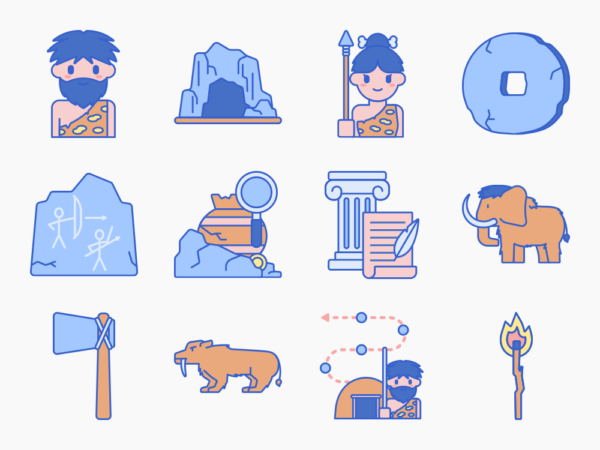 65 Prehistoric Icon Set - Flat Icons