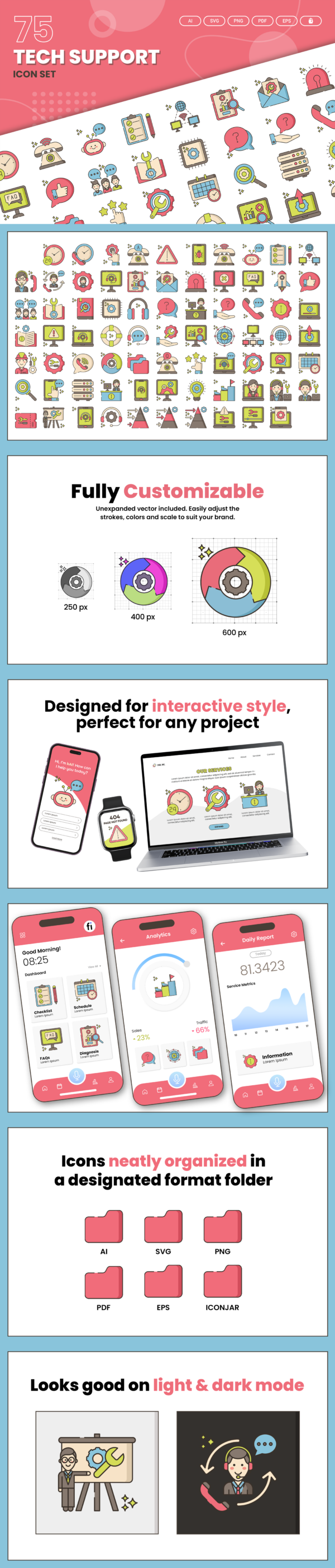 75 IT Helpdesk Icon Set - Flat Icons