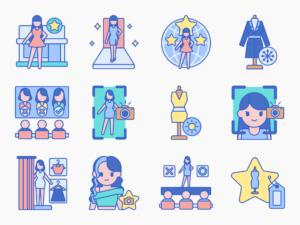 75 Modeling Agency Icon Set - Flat Icons