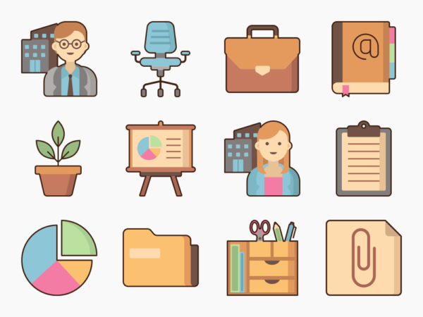 75 Office Essentials Icon Set - Flat Icons