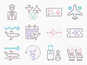 80 Flight Service Icon Set - Flat Icons