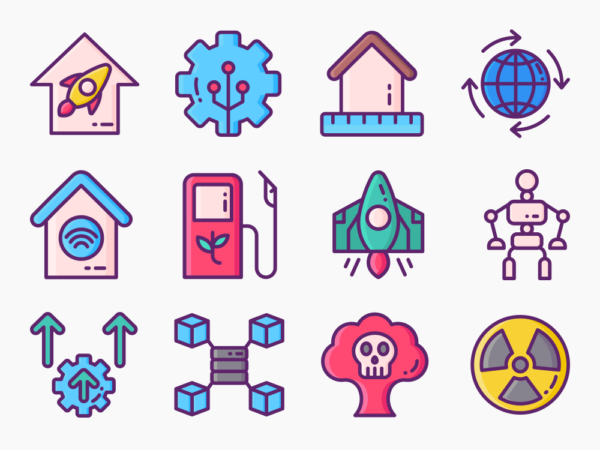 80 Future Perspectives Icon Set - Flat Icons