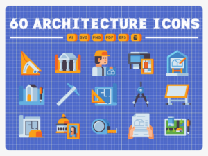 60 Architecture Icon Set - Flat Icons