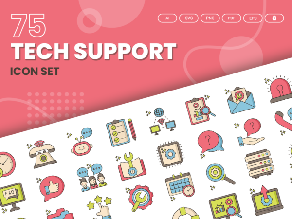 75 IT Helpdesk Icon Set - Flat Icons