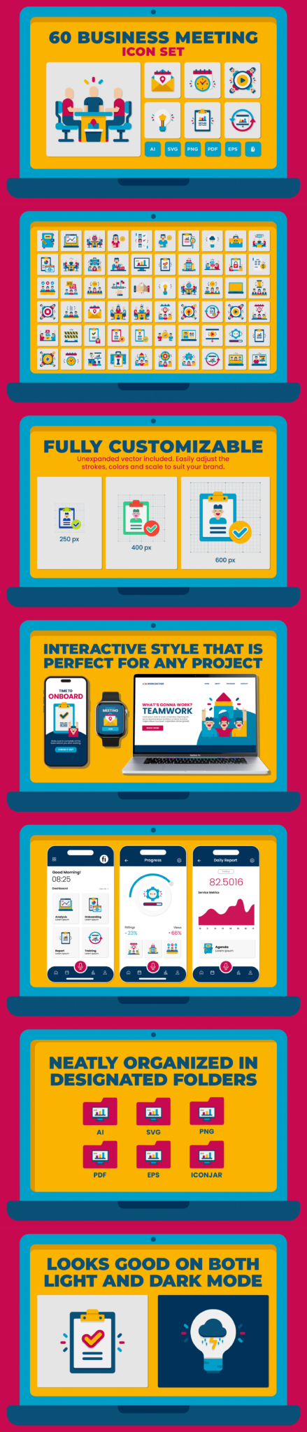 60 Business Briefing Icon Set - Flat Icons