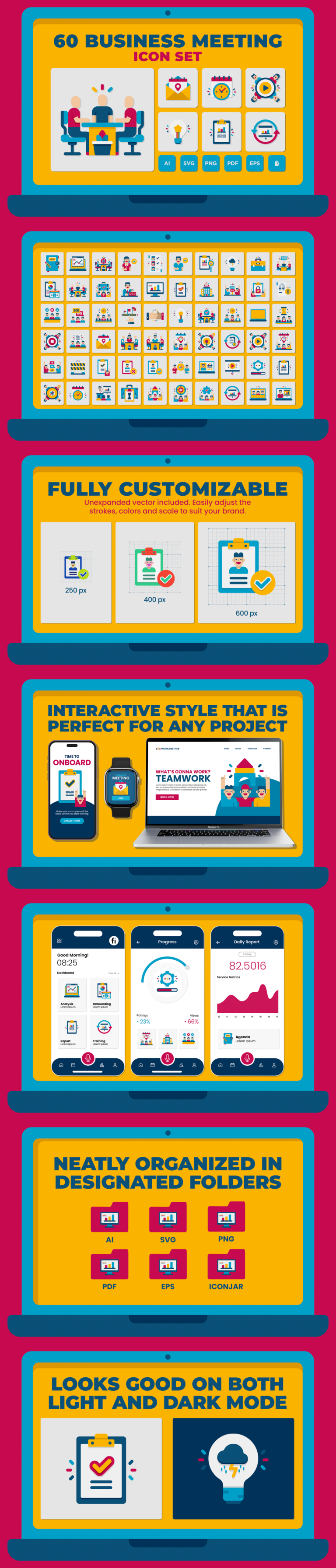 60 Business Briefing Icon Set - Flat Icons