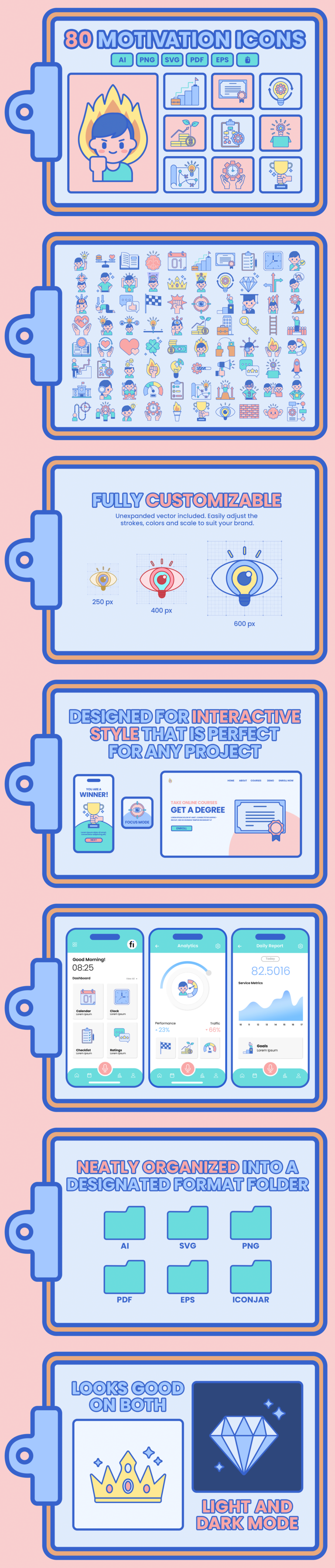 80 Inspiration Icon Set - Flat Icons