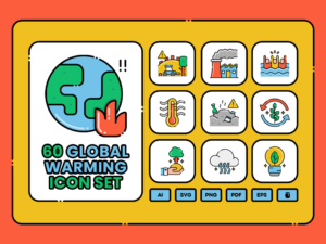 60 Climate Icon Set - Flat Icons