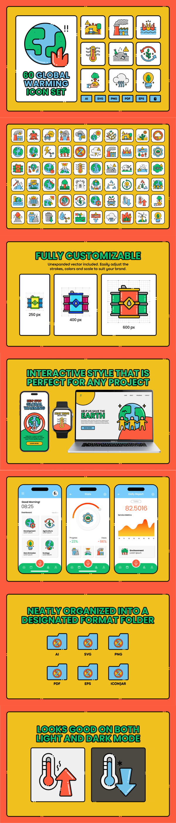 60 Climate Icon Set - Flat Icons
