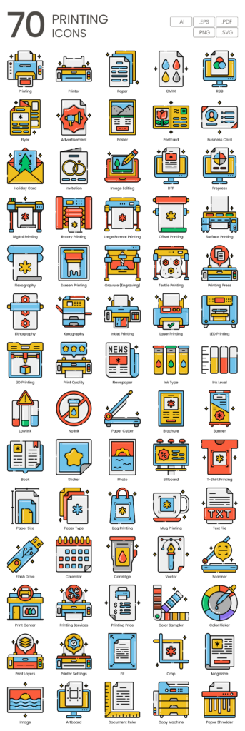 70 Copying Icon Set - Flat Icons