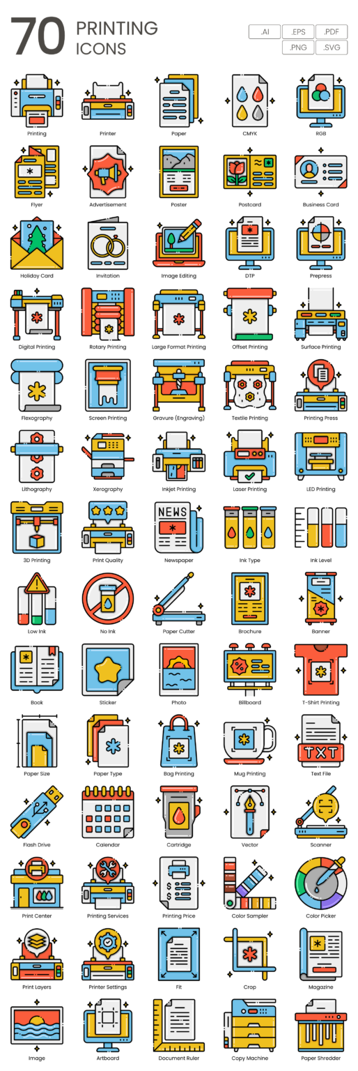 70 Copying Icon Set - Flat Icons