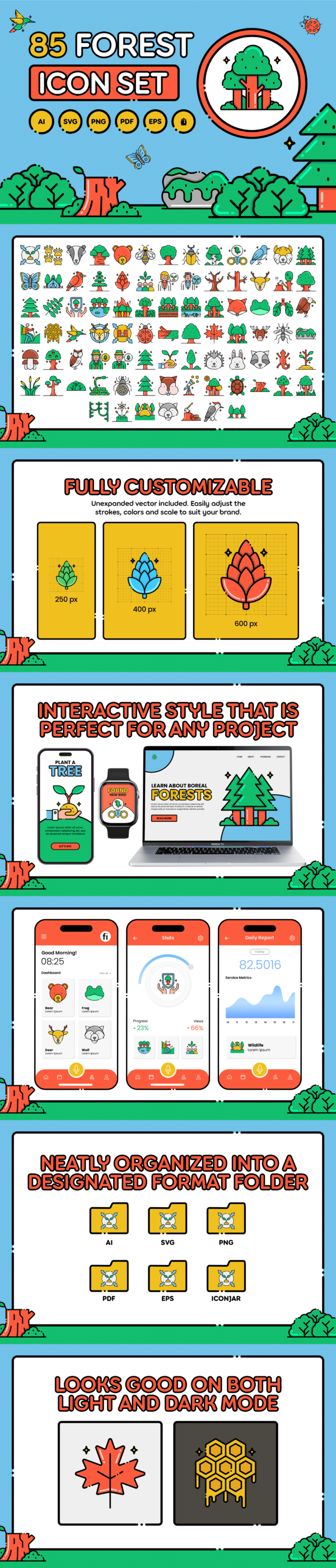 85 Woodland Icon Set - Flat Icons